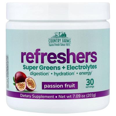 Country Farms,Refreshers, Super Greens + Electrolytes, Passi