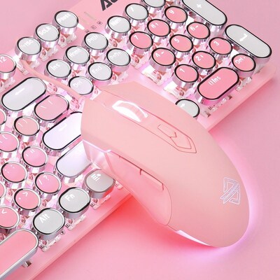 2400DPI  AJ52 PinK USB Backlit Ergonomic Gaming Mouse Macro