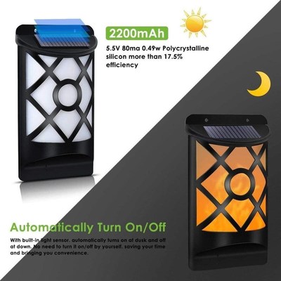 LED Solar Camping Light Flame Wall Light 2835smd 66 LED Out