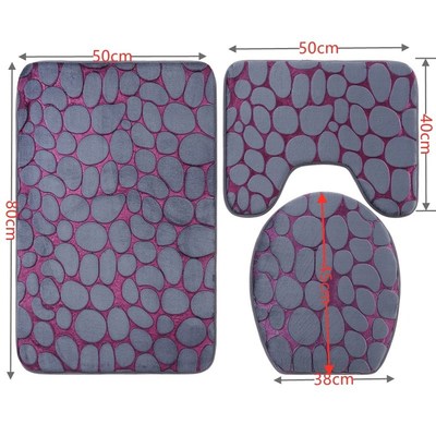 3pcs/set Bathroom Mat Set Bath Carpets Thick Anti skid Toil