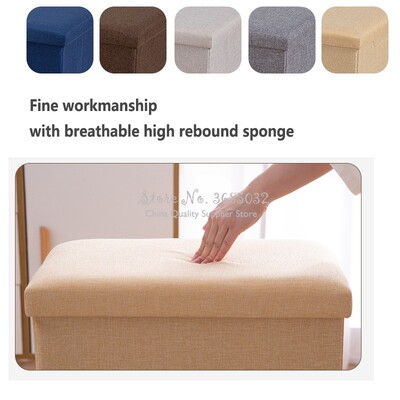 Foldable Storage Stool Ottoman Multifunctional Fabric Pouf S