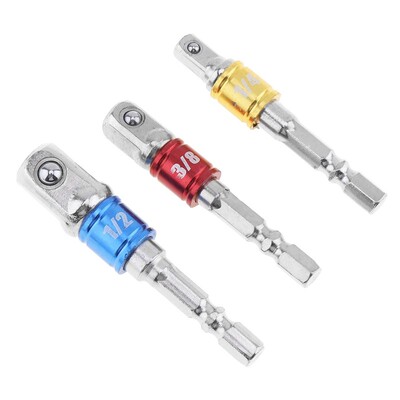 Socket Extension Conversion Adapter Hex Shank Square Head 1/