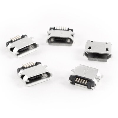 5 Pcs Micro USB Type B Female Socket 180 Degree 5-Pin SMD SM