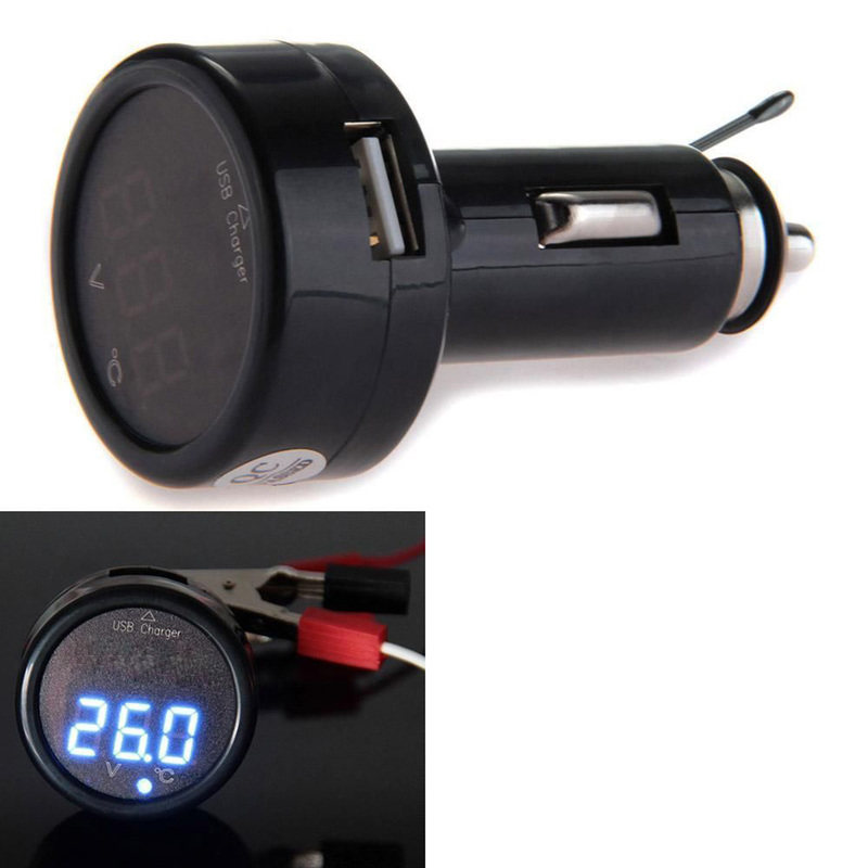 LED Car Voltmeter Mini Cigarette Lighter Suitable for 12/24V_虎窝淘