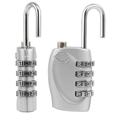 2 Silver 4 Dial TSA Combination Padlock Resettable Luggage T