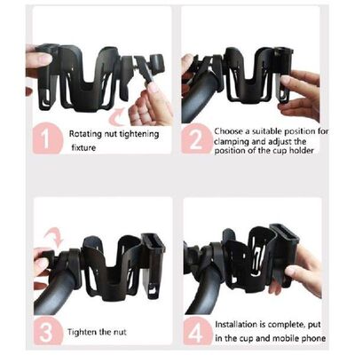 2 in 1 Stroller Cup Holder with Phone Holder Box Organizer
