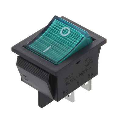 Green Light 4 Pin DPST ON/OFF Snap in Rocker Switch 15A 30A