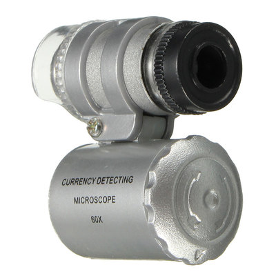 60X Pocket Microscope Loupe Jeweler Magnifier with LED Light