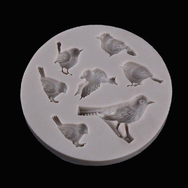 Silicone DIY Baking Mold Gray Bird Cute Sparrow Bird Shape_虎窝淘