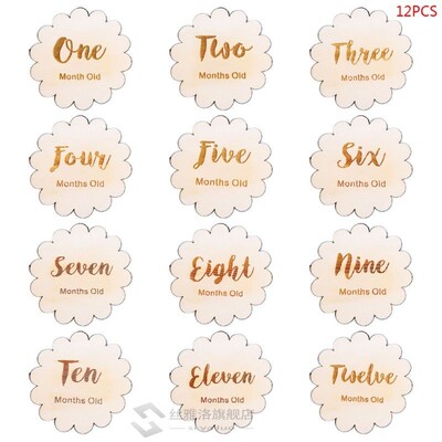12 Pcs/set Handmade Baby Milestone Card Vintage Leaf Numbers