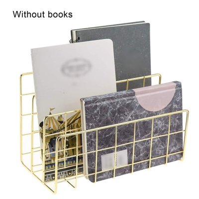 Durable and Convenient Wrought Iron Metal Three Grid Bookshe