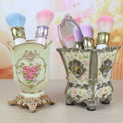 Resin embossed makeup brush tube cosmetic organizer storage