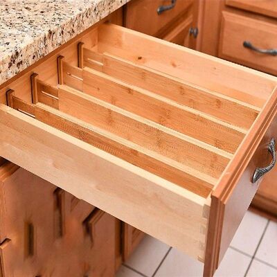 Bamboo Drawer Dividers Kitchen Drawer Organizer Adjustable