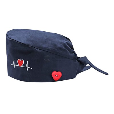 Wo Scrubs Caps with Button ltra-thin Breathable Cartoon Prin