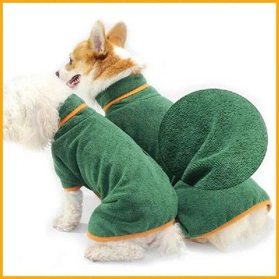 Soft Green Dog Bathrobe Towel Thin Microfibre Bath Robe