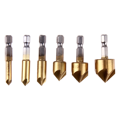 6pcs 6-19mm Metric Countersink Bit 90 Degree Steel Bits Cham