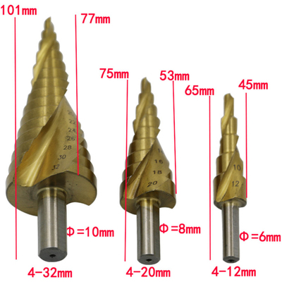 3pcs HSS Spiral Grooved Step 1/4 Hex Shank Drills Bit 4mm -