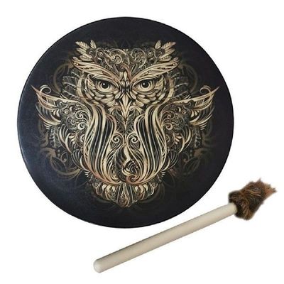 Vegan Shaman Drum Owl Shaman Alchemical Moon Drum With