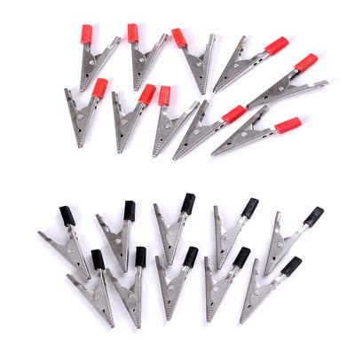 10pcs Red Metal Insulated Alligator Clips ClampHandle Croco