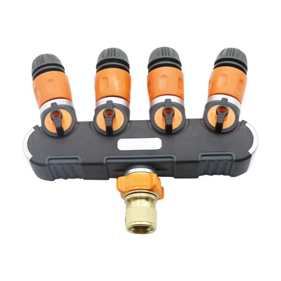 4-ways Splitters Valve with Brass Quick connector, 1/2 Inch