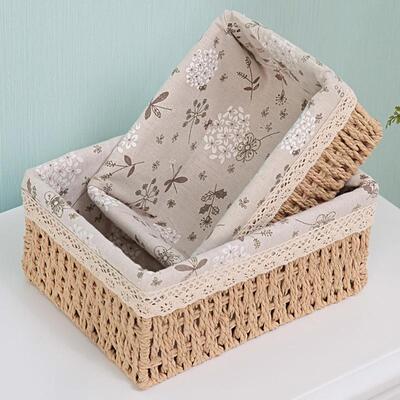 Wicker Storage Box Japanese Style Fabric Organizer Clothes
