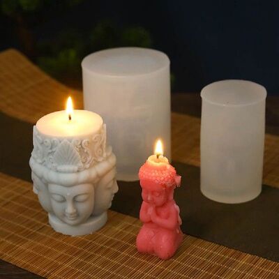 Guanyin Buddha Statue Candle Silicone Mold DIY Three-faced