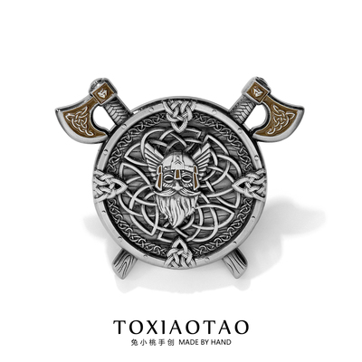 北欧复古维京人头像图腾胸针别针