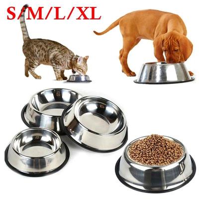 Pet Dog Cat Bowls Stainless Steel Feeding Feeder Water Bowl