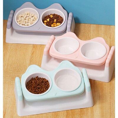 Double Pet Bowls Dog Food Water Feeder Pet Drinking Dish