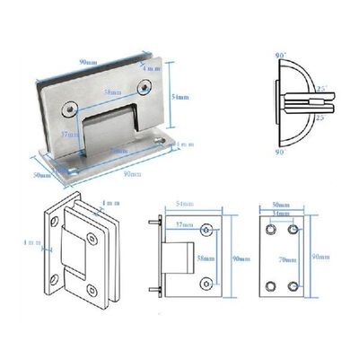 8-12Mm Engsel Pintu Kaca Pintu Kamar Mandi Braket Tanpa