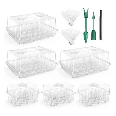 180 Cells Reusable Seed Starter Tray, 6 Pack Seed Starter