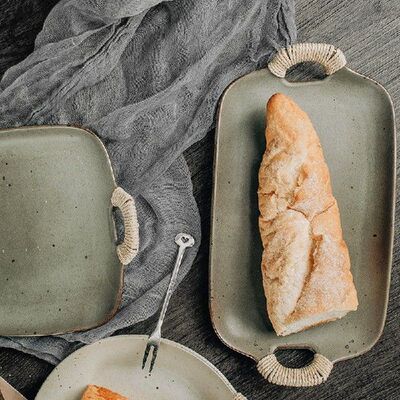 Dinner Plate Ceramic Plate Assiette Tray Terracotta Dish