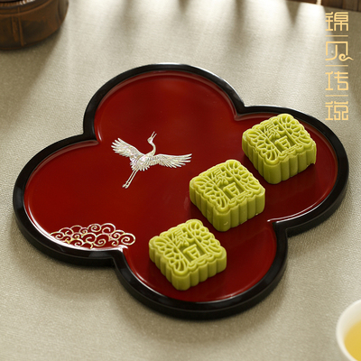 Mother-of-Pearl Lacquer Tea Tray Household Solid Wood Tea