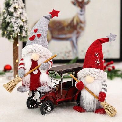 Santa Claus Doll with Broom Dwarf Doll Creatives Christmas