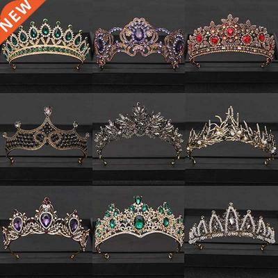 Vintage Baroque Queen Tiara Wedding Crown Bridal Diem Gold