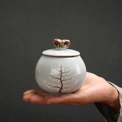Chinese style ceramic tea can sealed mini portable travel