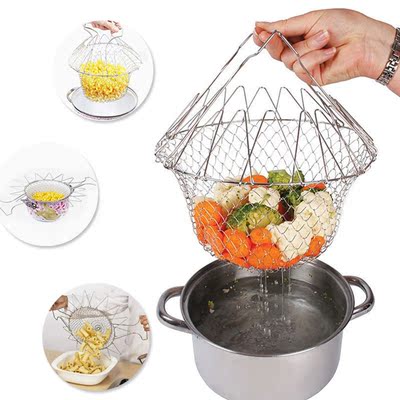 Foldable Frying Basket with Handle Stainless Steel Food