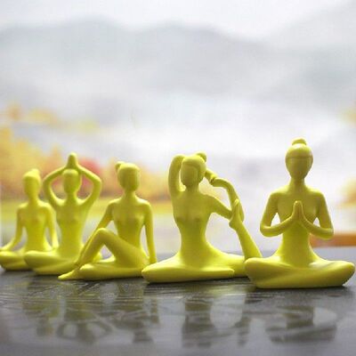 5 Pieces Resin Ornaments, Meditative Human Figurine