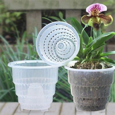 Mesh Pot Plastic Clear Orchid Flower Container Planter Home