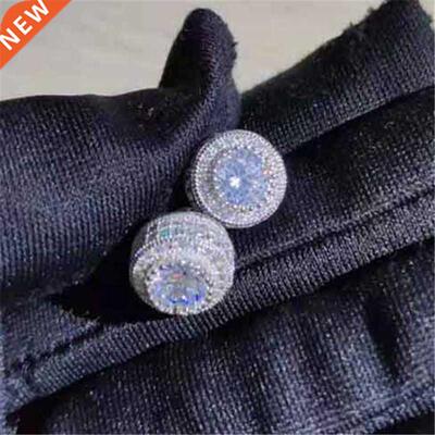 Female Austrian Crystal Round Earring White Gold Yellow Gold