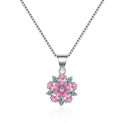 S925 Sterling Silver Flower Necklace Korean Fengxuan flower