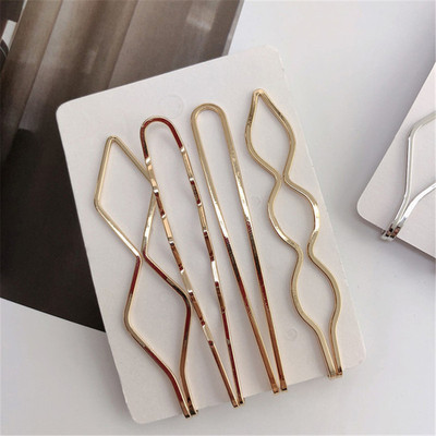 Korea Simple Metal Hair Clips for Women Geometric Rhombus Go