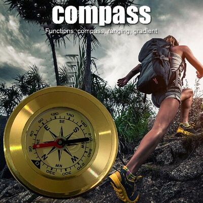 Berkemah Kompas Mendaki Saku Kuningan Logam Emas Kompas
