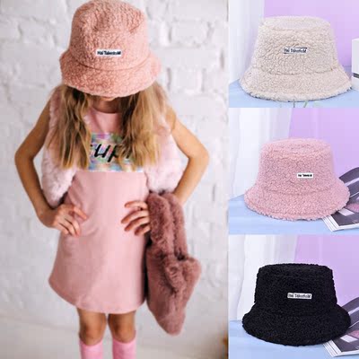 Winter Warm Baby Bucket Hat Solid Letter Kids Fisherman Hat