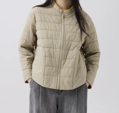 斯琴2025秋冬专柜正品香槟色小立领拉链棉服外套百搭BEDS001136