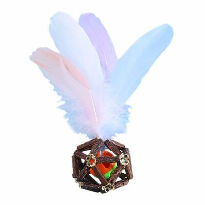 outgeek Cat Toy Gatos Cats Wood Stick Feather Bite Proof