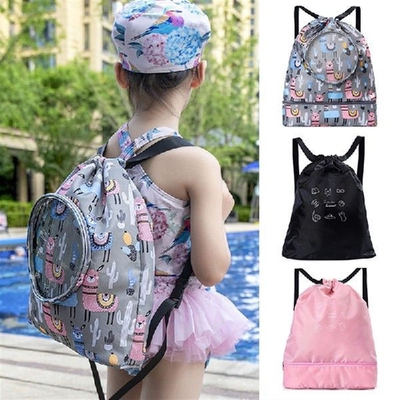 Swimming Drawstring Backpack for Kids Wet & Dry Separati