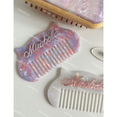 MIRABELLA原创定制英文名猫耳梳子便携防静电化妆梳小众生日礼物