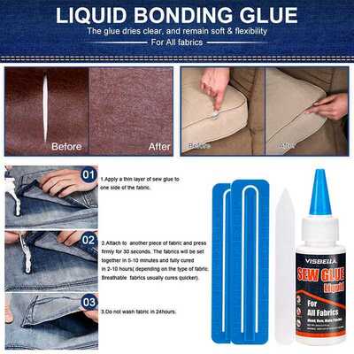 60ml Liquid Bonding Glue Sew Glue Repair Kit for Leather Tex