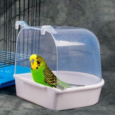 Plastic Bird Water Bath Box Bathtub Parrot For Parakeet